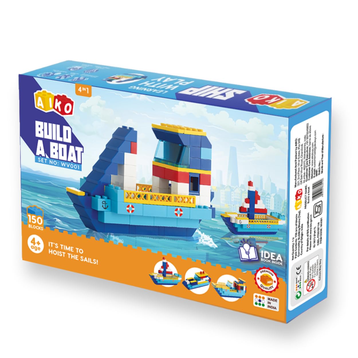 AIKO Build A Boat Building Legos Type Blocks Set – 150 Pieces – 4 in 1 ...