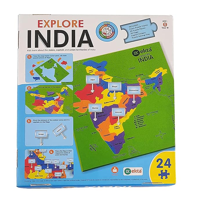 Explore India Map Puzzle for Kids – India Map with State Capitals ...