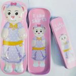 Pink Metal Pencil Box for Kids Double Layer Pencil Box for Girls ...