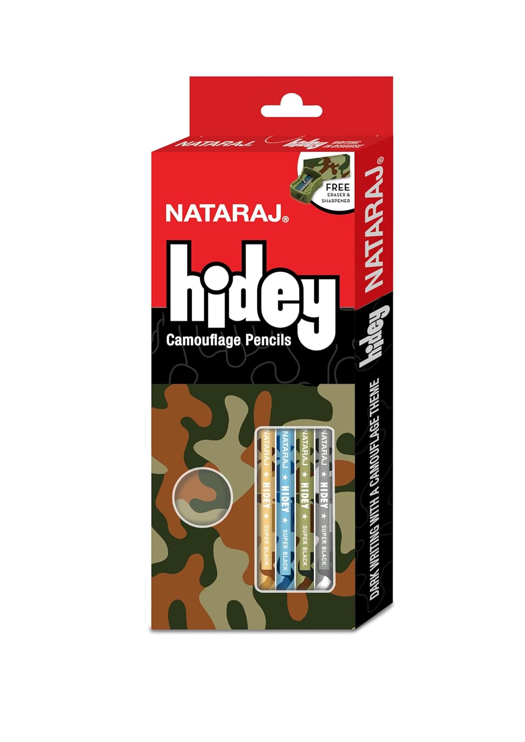 Nataraj Hidey Camouflage Pencils, Pack of 10 with Free Eraser ...