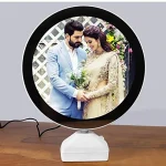 Plastic White Round Shape Magic Mirror Photo Frame with LED for Gift ...