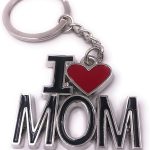 I Love Mom Black & Silver Metal Keychain, Bike & Car Key Chain, Red ...