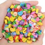 100Pcs Mini Cute Pencil Erasers for Kids Fun Fruits Animals Numbers ...